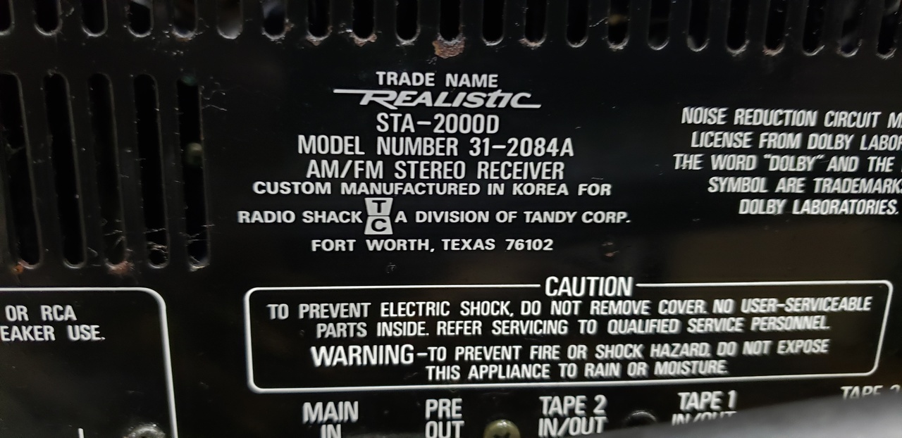 Receiver Realistic STA-2000D – Old Sound